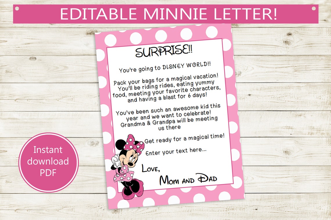 Printable and Editable Letter Vacation Trip Reveal // Editable - Etsy