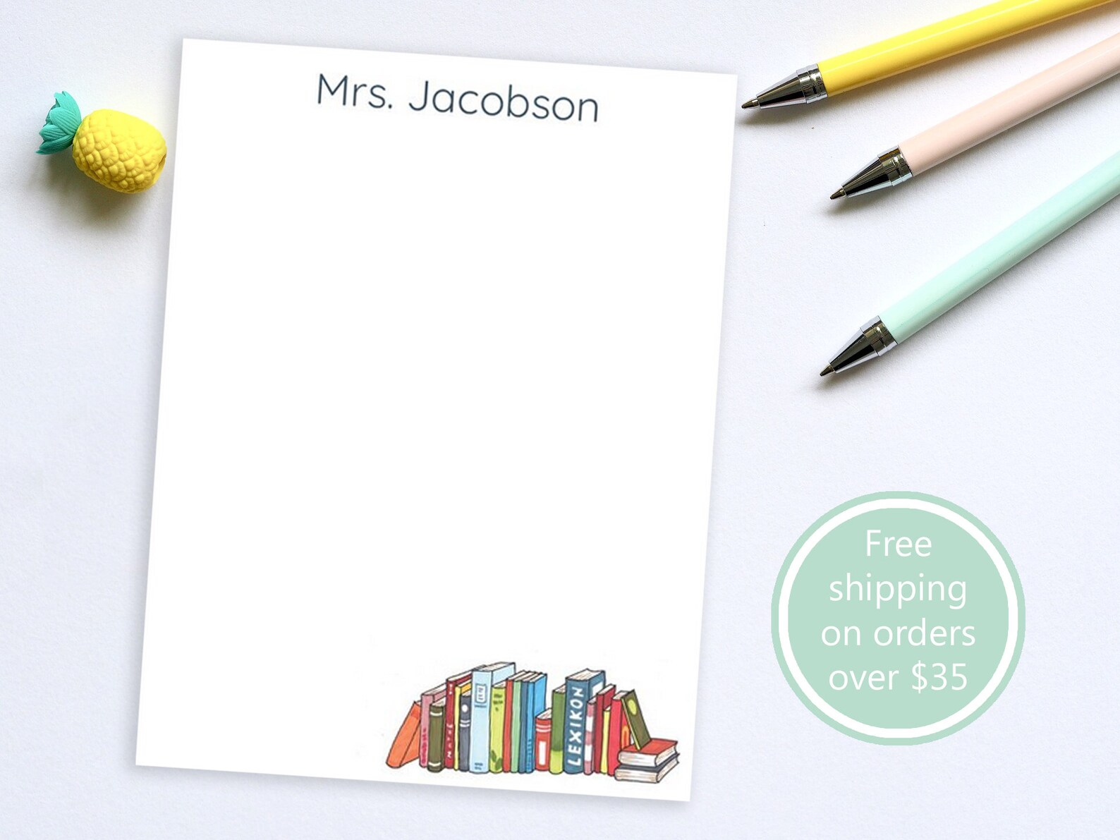 Custom Notepad With Books Design // 50 Sheets per Stack - Etsy
