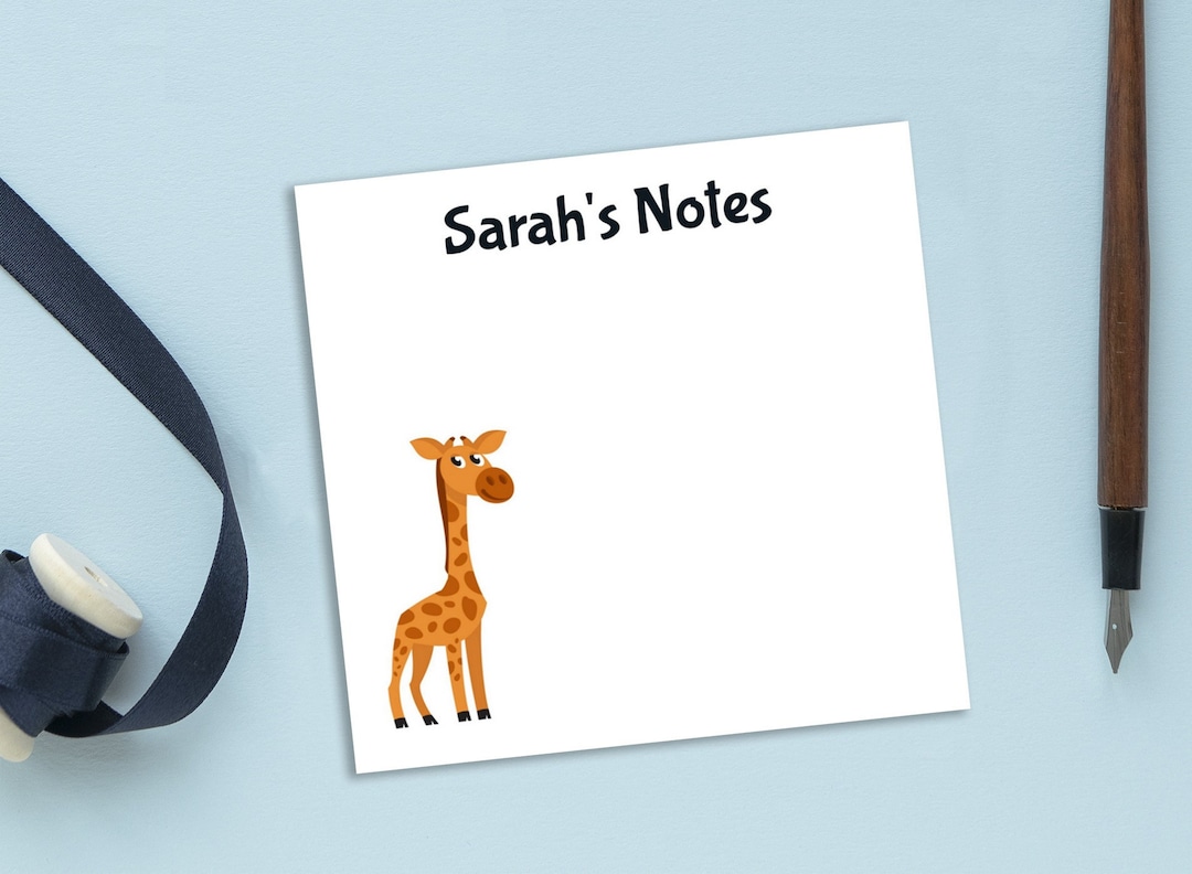 Personalized Sticky Notes With Giraffe Design and Custom Text // 3x3 ...