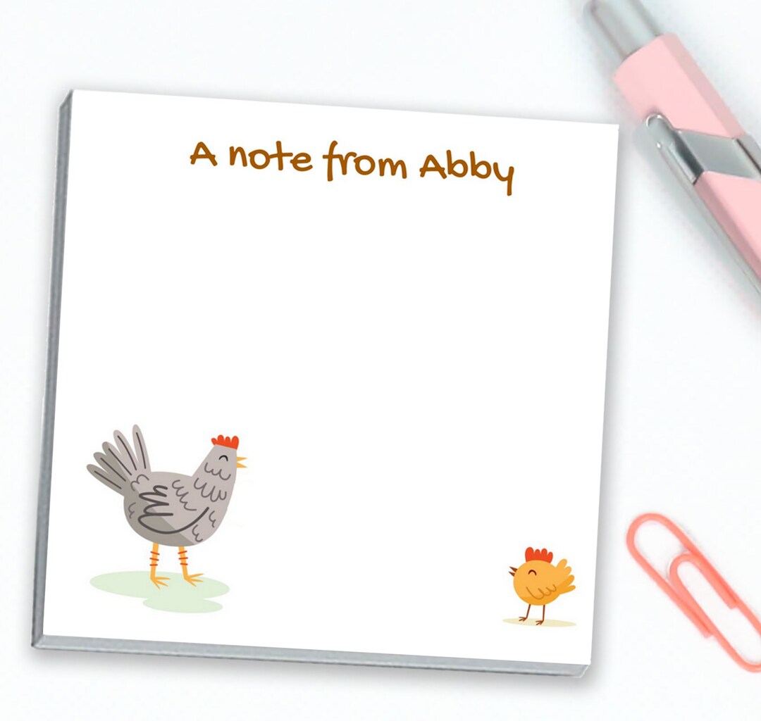 Personalized Sticky Notes With Chicken Design and Custom Text // 3x3 ...