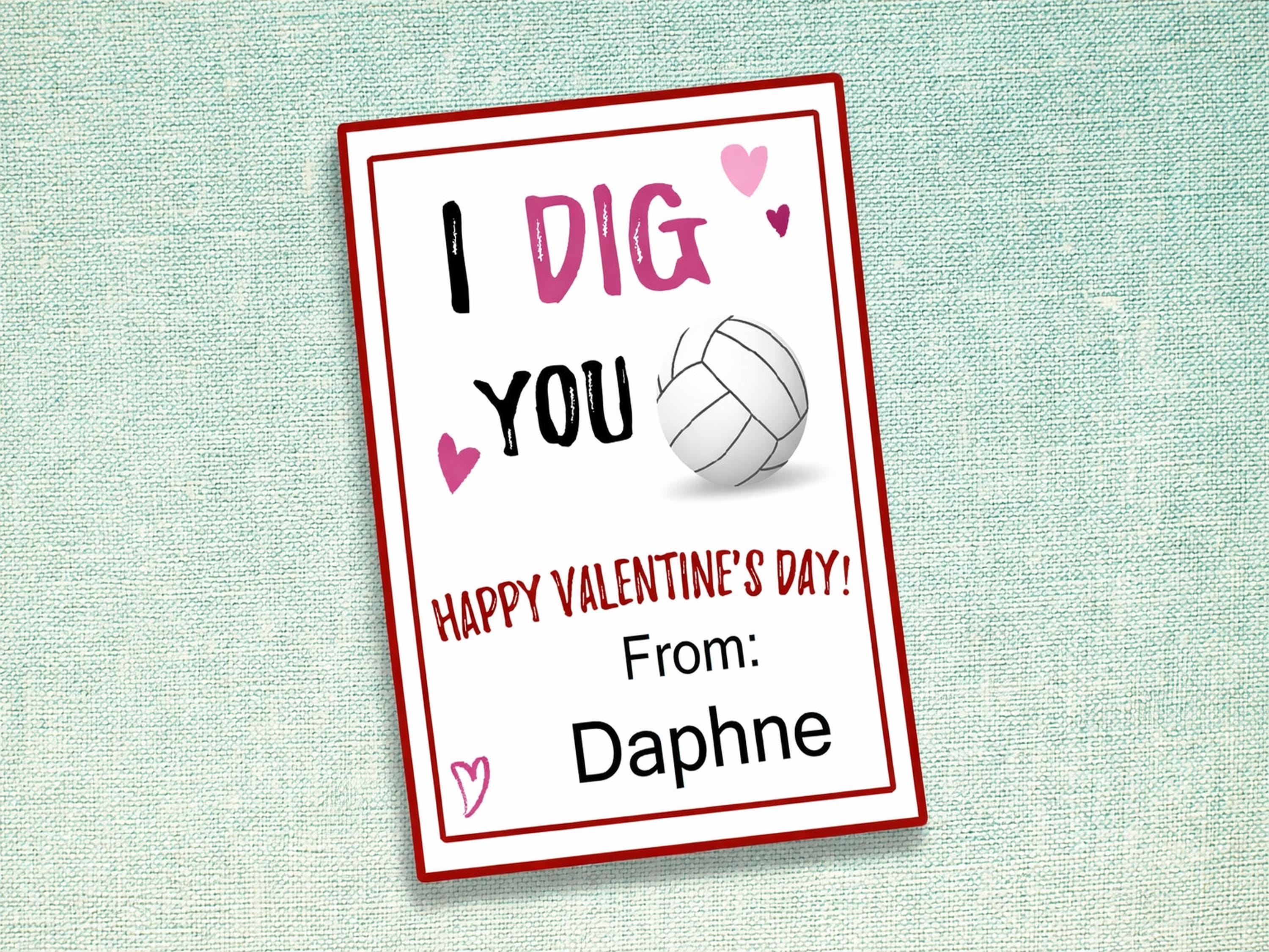 Editable Volleyball Valentine's Day Cards // Instant Download Valentine ...