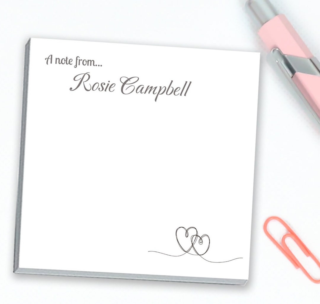 Custom Sticky Note Pads Personalized Heart Design // Unique Gift Idea ...
