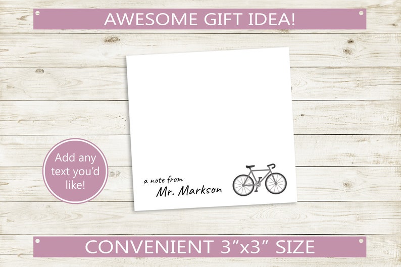 Personalized Sticky Notes With Custom Text and Bike Design // 3 X 3 ...