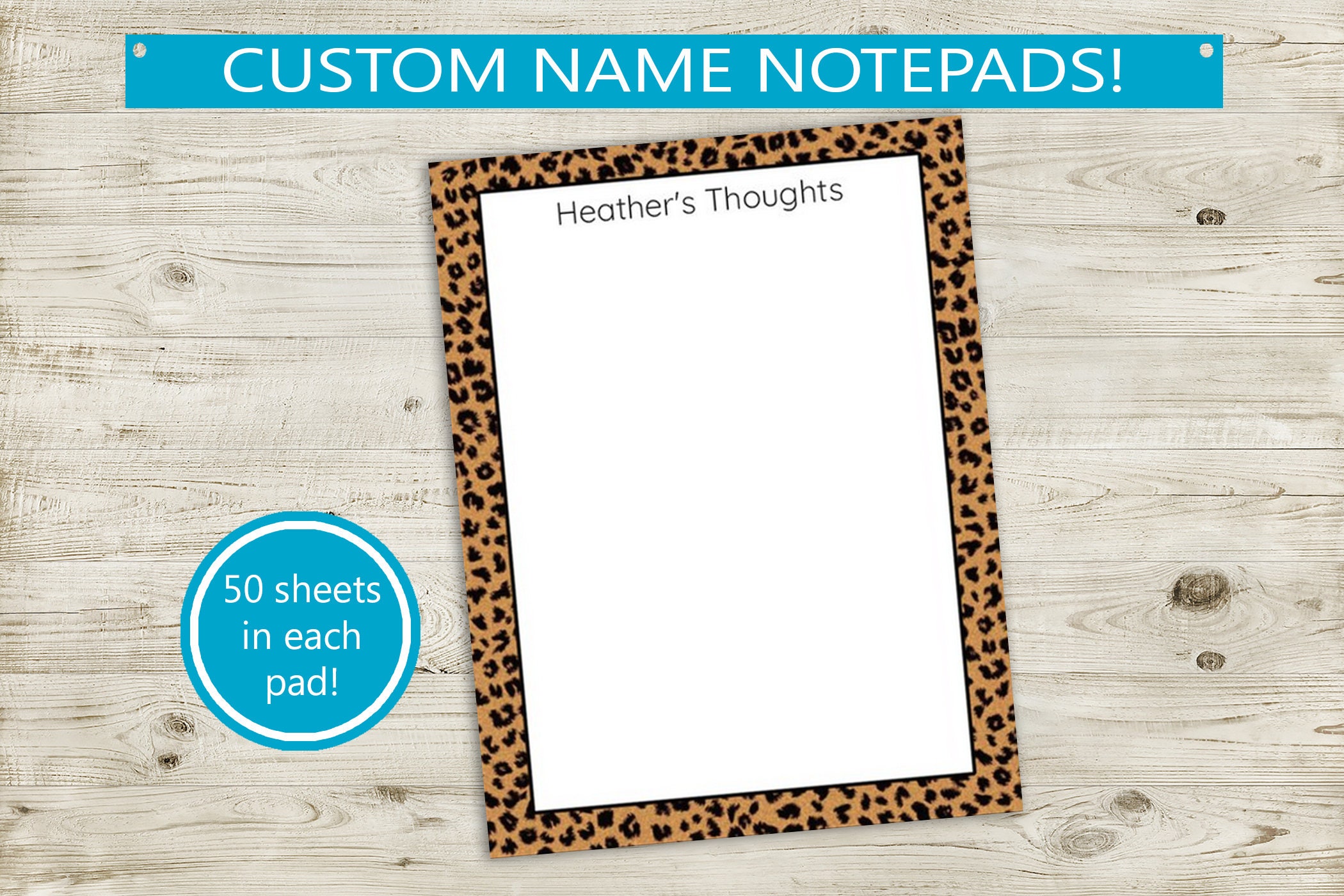 Custom Cheetah Print Notepad // 50 Sheets per Stack - Etsy