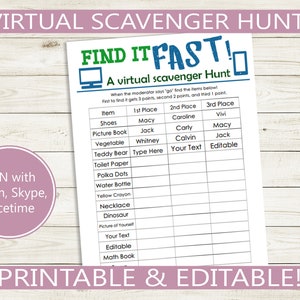 Virtual Scavenger Hunt // Printable and Editable PDF // Digital Game ...