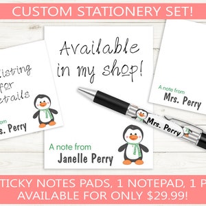 Custom Penguin Pen // Black Ink Ballpoint Pen With Personalized Name ...