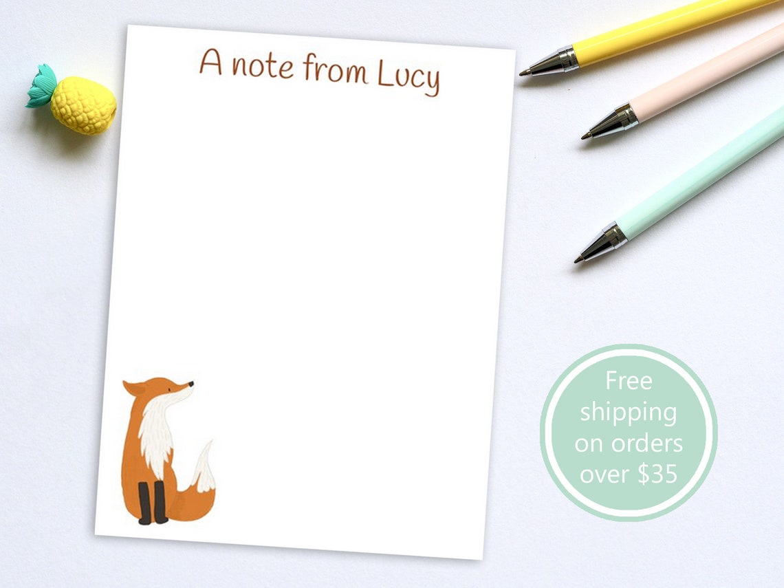 Custom Notepad Fox Design // 50 Sheets per Pad - Etsy
