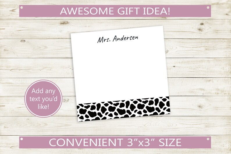 Personalized Sticky Notes With Cow Print Design and Custom - Etsy