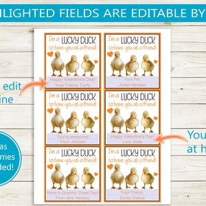 Editable Duck Valentine's Day Cards // Instant Download Valentine ...
