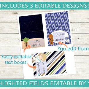 Editable Space Tent Cards // Printable PDF, Food Labels, Custom Party ...