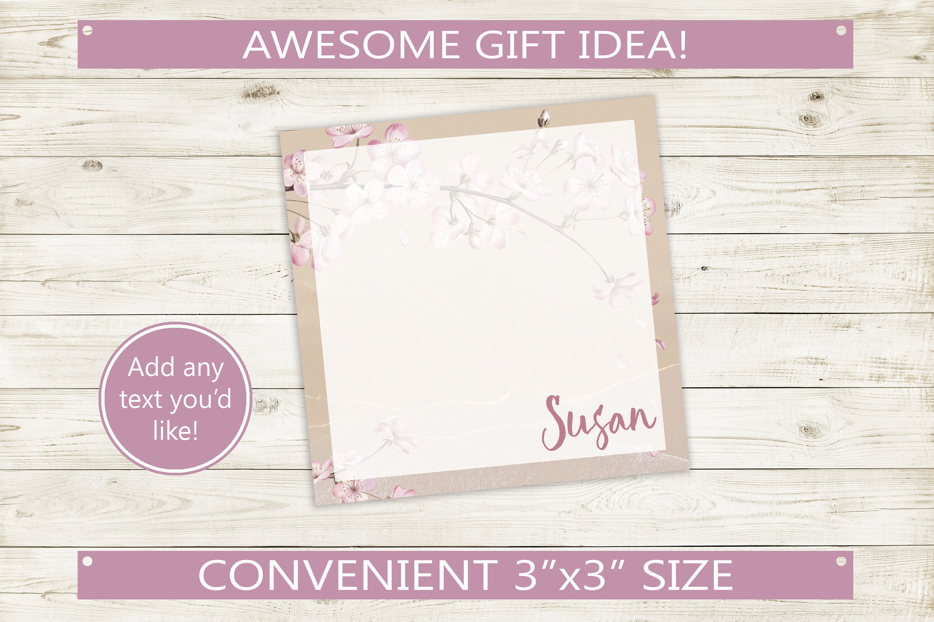Personalized Sticky Notes With Cherry Blossom Flower Design and Custom ...