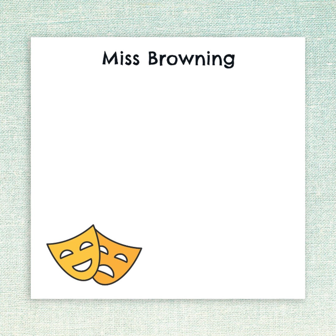 Personalized Sticky Notes With Drama Faces Design and Custom Name // 3 ...