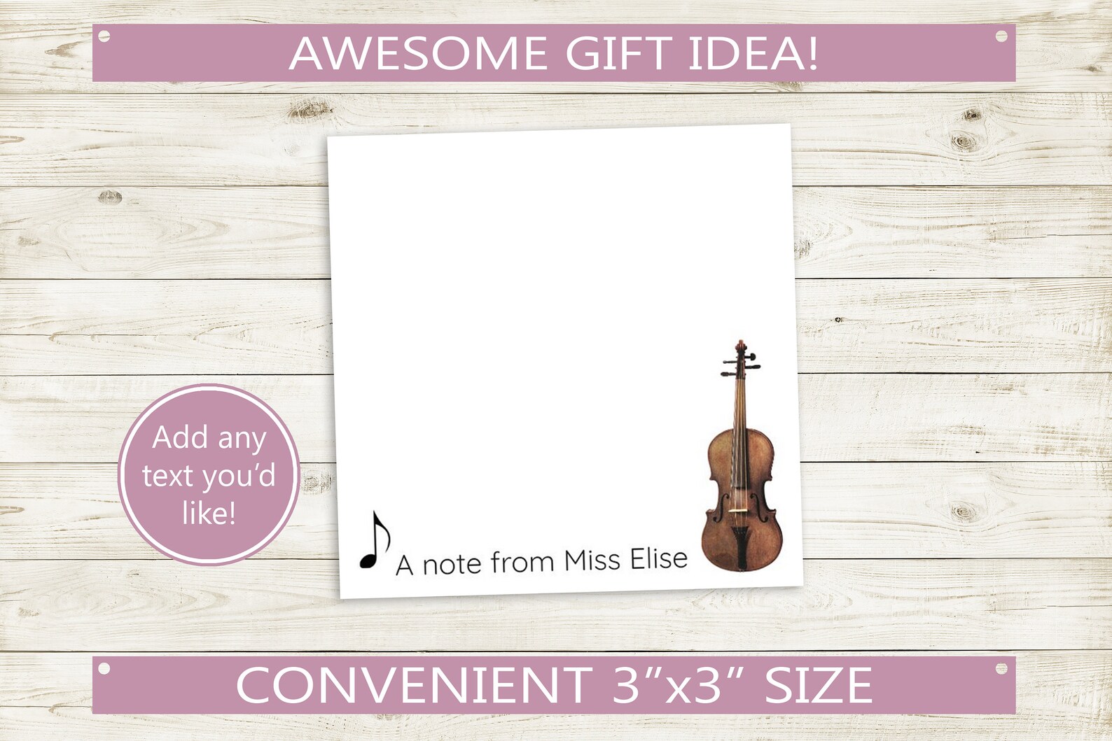 Personalized Sticky Notes Violin Design // 3x3 Inch With 50 | Etsy