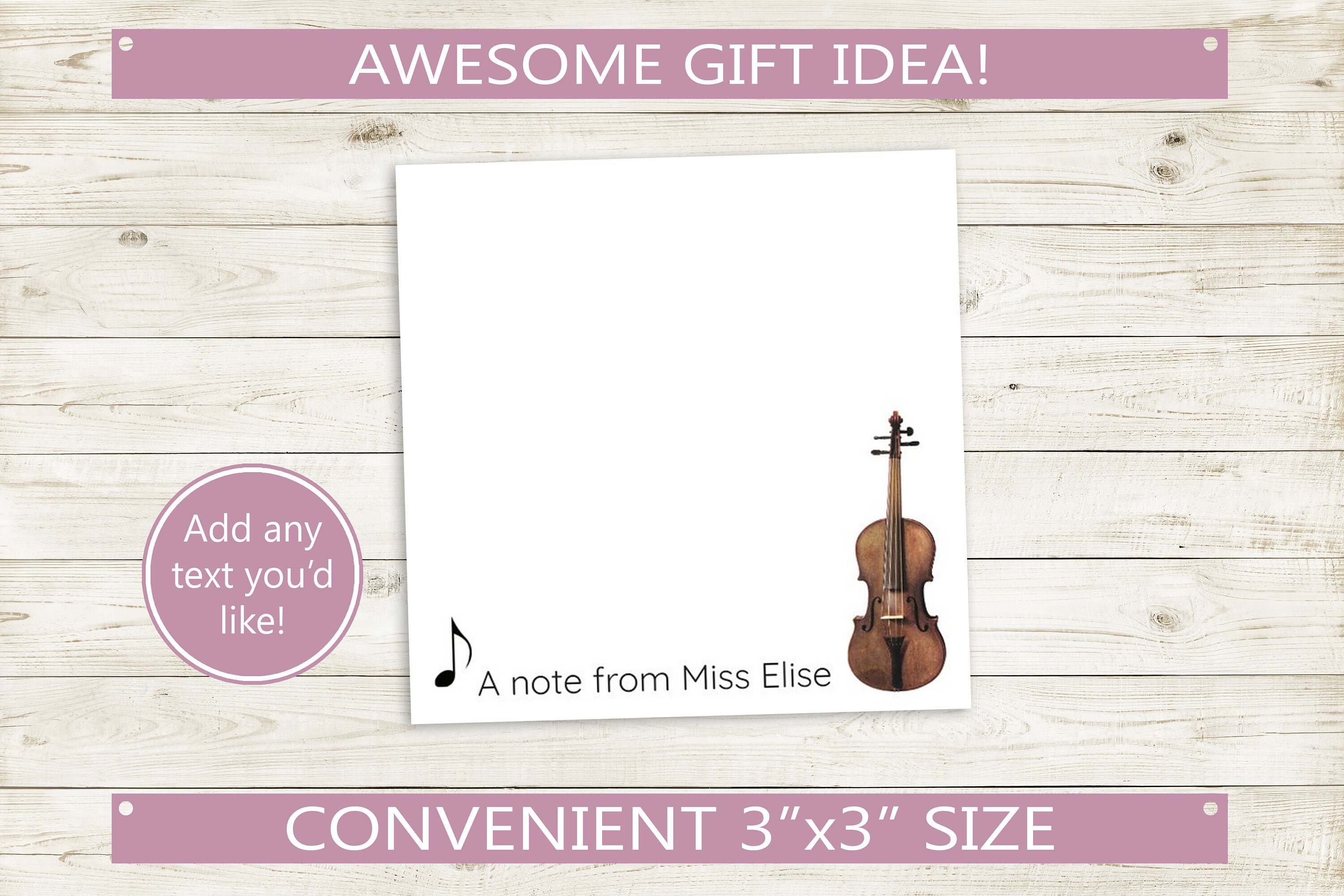 Personalized Sticky Notes Violin Design // 3x3 Inch With 50 Notes per ...