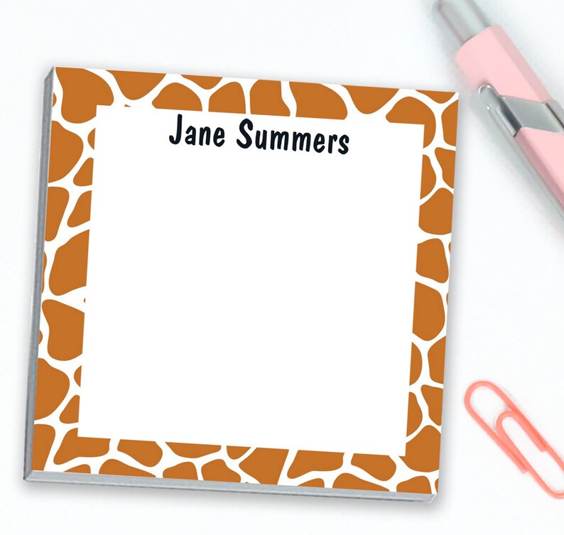 Personalized Sticky Notes With Custom Text and Giraffe Print Design ...