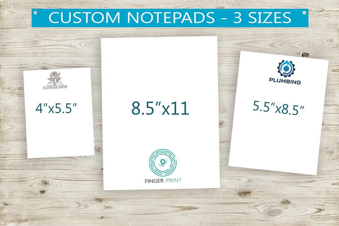 Custom Logo Notepads // 50 Sheets per Pad // 4x5.5 or 5.5x8.5 or 8.5x11 ...
