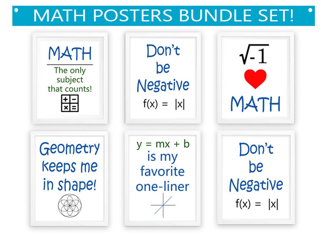 Math Pun Printable Poster Bundle // Math Classroom Decor JPG - Etsy