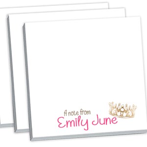 Personalized Sticky Notes With Crown Princess Design // 3"x3", Teacher ...