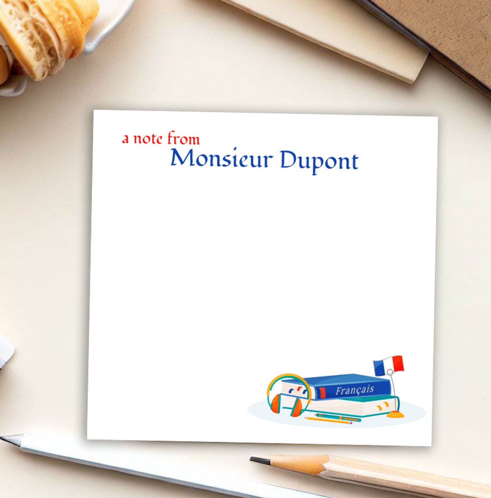 Custom French Teacher Sticky Notes // 3"x3" Sticky Note Pad // France ...