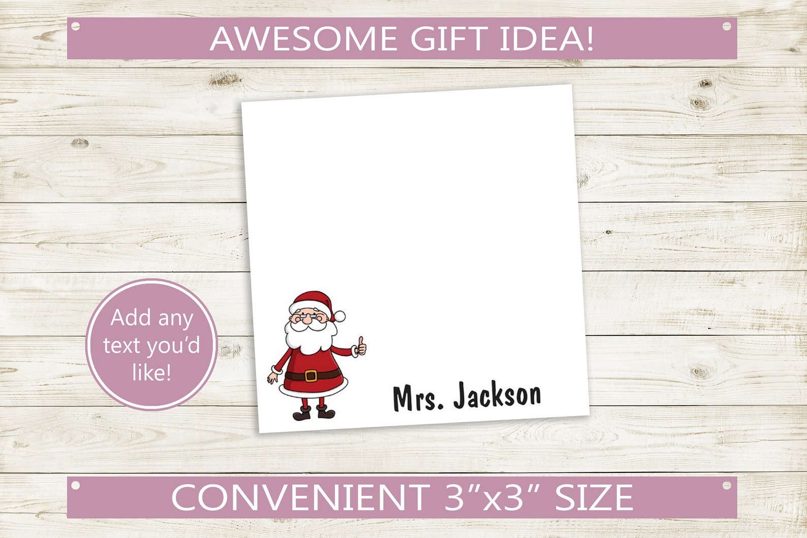 Christmas Sticky Notes Personalized With Custom Text // 3"x3", Gift ...