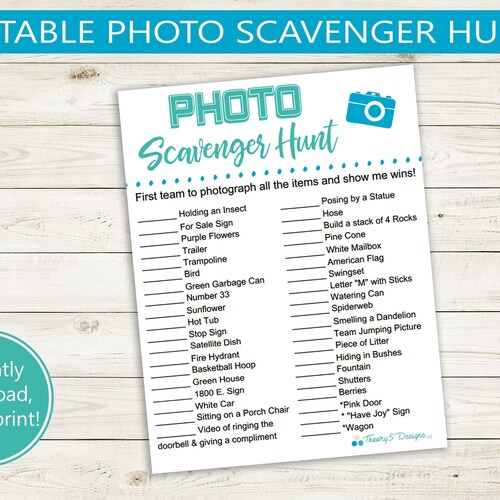 Photo Scavenger Hunt Editable // Instant Download PDF // - Etsy