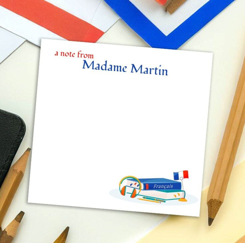 Custom French Teacher Sticky Notes // 3"x3" Sticky Note Pad // France ...