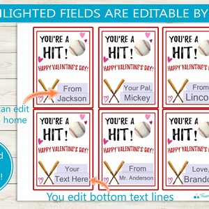 Baseball Printable Valentine's Day Cards // Instant Download Valentine ...