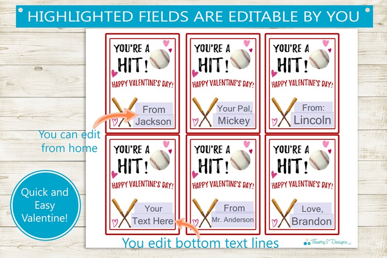 Baseball Printable Valentine's Day Cards // Instant Download Valentine ...