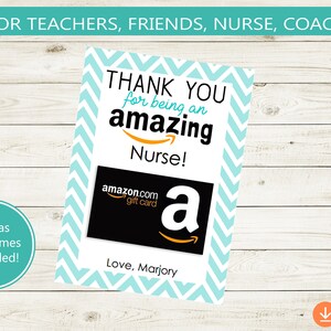 Editable and Printable Amazon Gift Card Holder // Teacher Gift, Coach ...