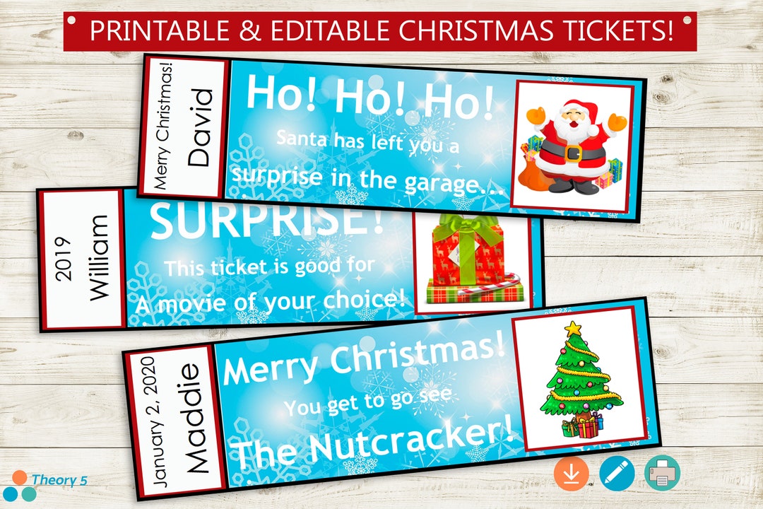 Printable Christmas Tickets // Editable PDF // Immediately Print From ...