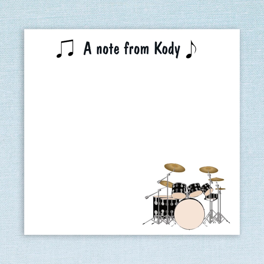 Personalized Sticky Notes Drum Set Design // 3x3 Inch With 50 Notes per ...