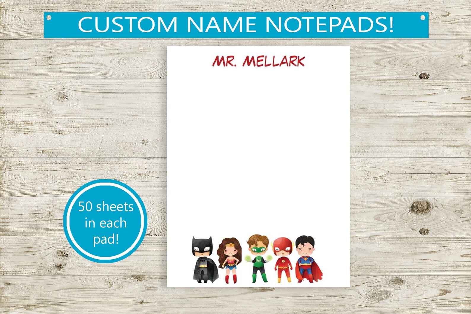 Personalized Superhero Notepad With Custom Name // 50 Sheets - Etsy