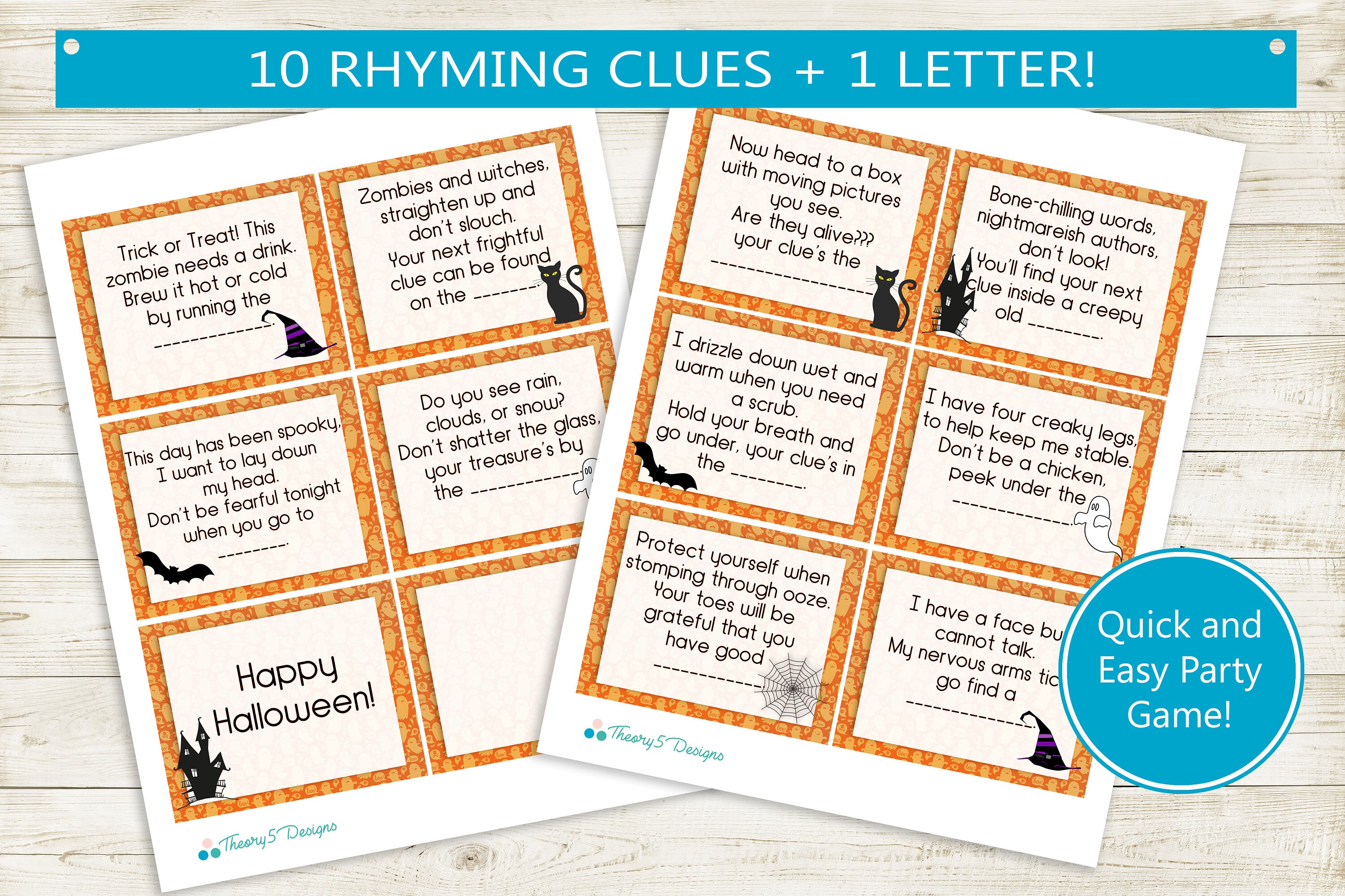 Printable Halloween Treasure Hunt // Instant Download PDF, Rhyming ...