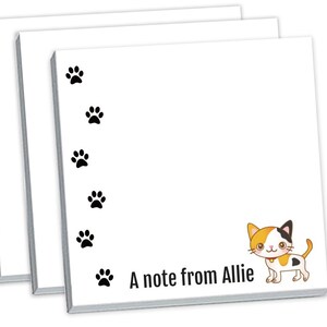 Personalized Cat Sticky Notes // Customize With Any Name // 50 Stickies ...