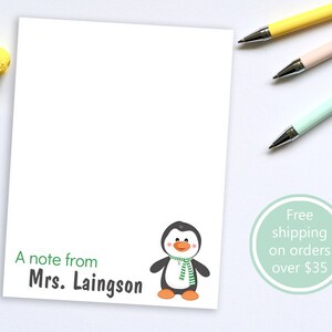 Personalized Penguin Stationery Set - 2 Sticky Note Pads, 1 Pen, 1 ...