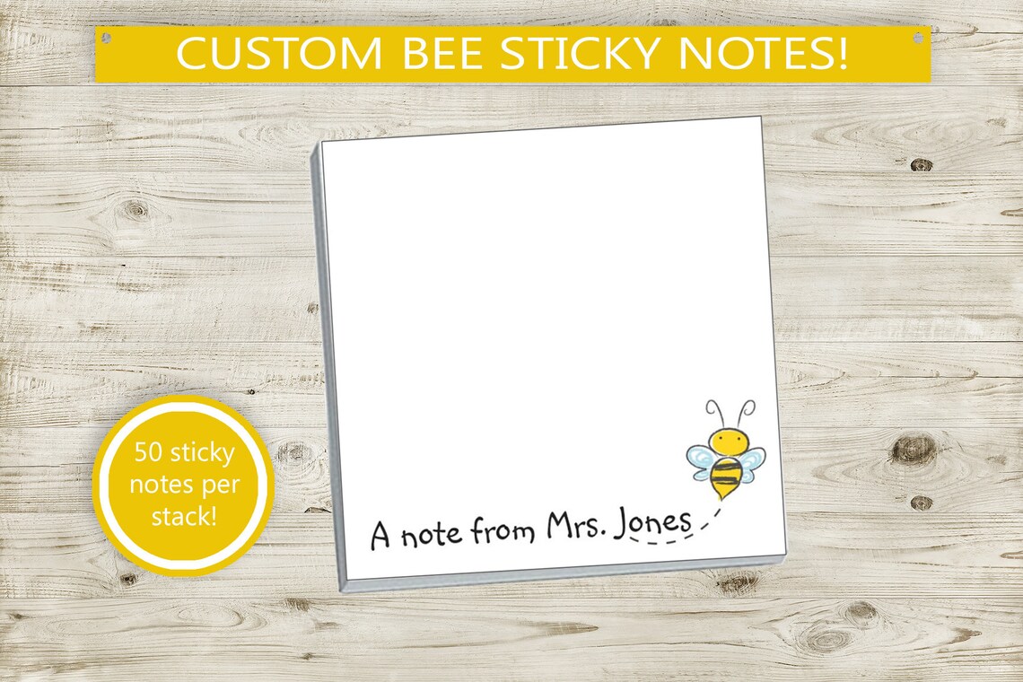 Custom Bee Teacher Sticky Notes // Gift Idea Customizable Teacher ...