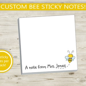Custom Bee Teacher Sticky Notes // Gift Idea Customizable Teacher ...