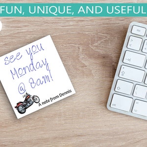 Custom Motorcycle Sticky Notes // Personalize Gift Idea for Coworker ...