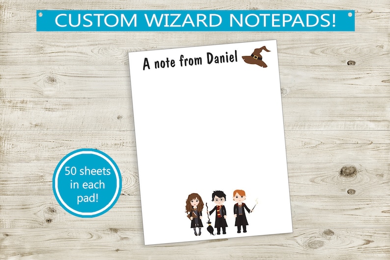 Custom Wizard Themed Notepads // 50 Sheets per Stack 4"x5.5" Size ...