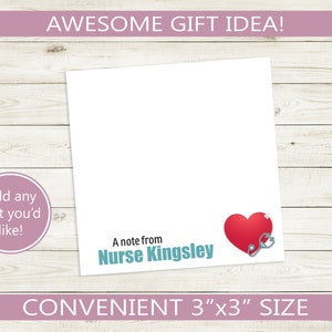 Personalized Sticky Notes With Doctor Heart Design and Custom Name // 3 ...