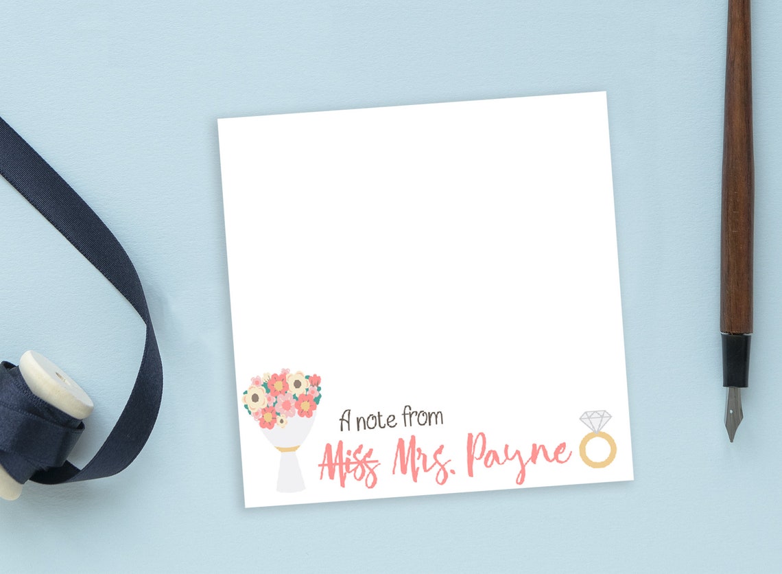 Personalized Sticky Notes With Wedding Design and Custom Name - Etsy