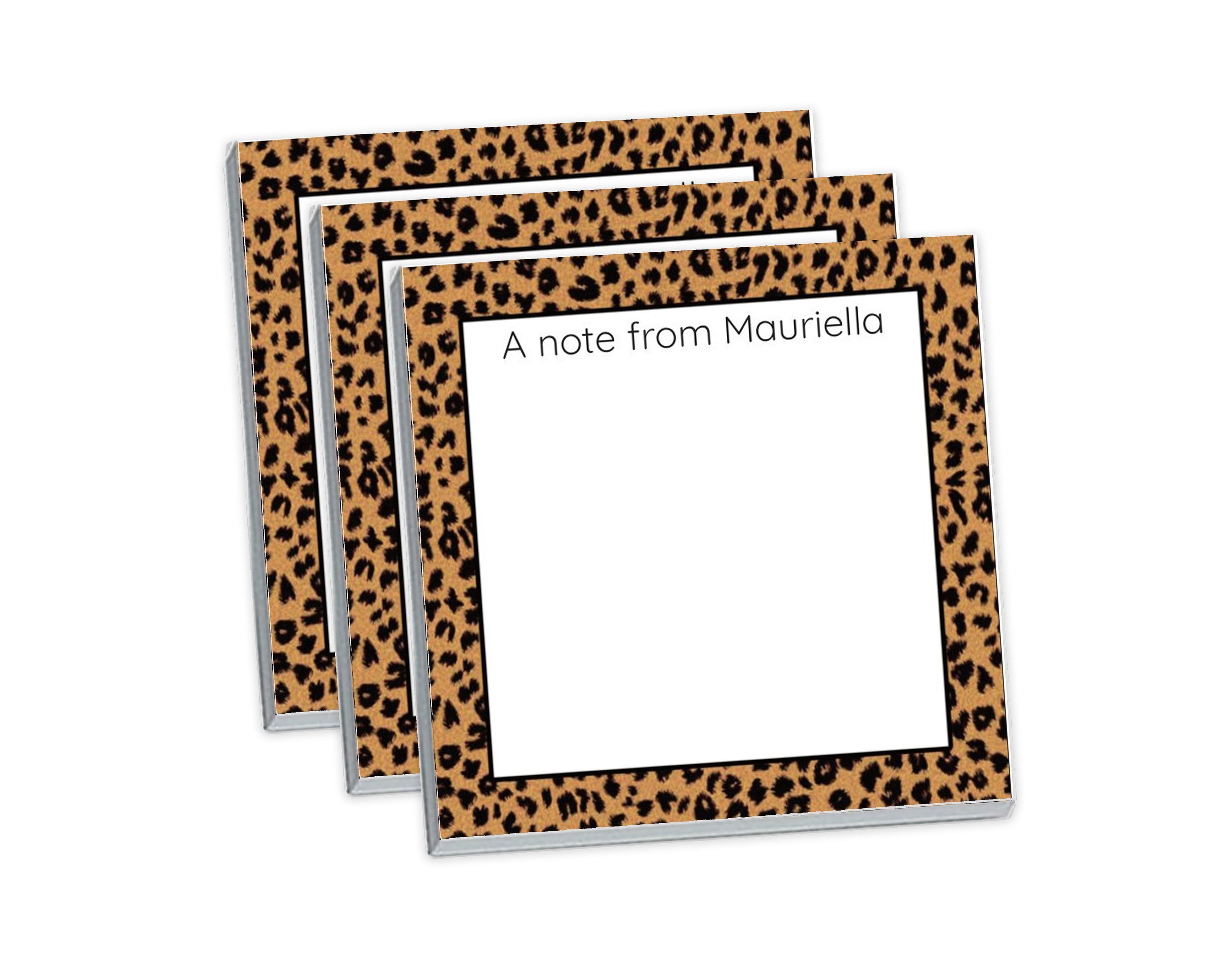 Personalized Sticky Notes With Custom Name and Cheetah Print Design ...