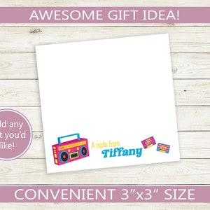 Retro Style 80s Sticky Notes With Cassette Tape Design and Custom Name ...