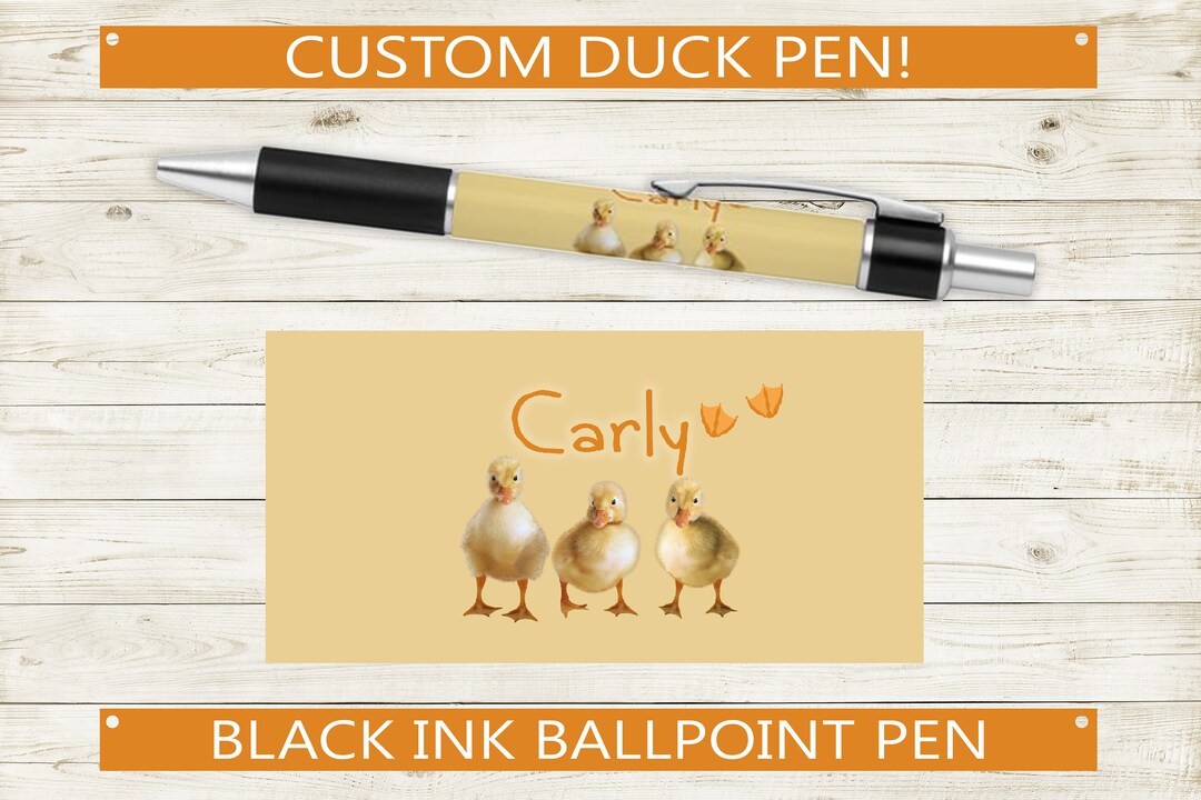 Custom Pen With Duck Design // Personalized Black Ink Ballpoint Pen ...