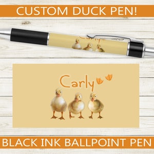 Custom Pen With Duck Design // Personalized Black Ink Ballpoint Pen ...