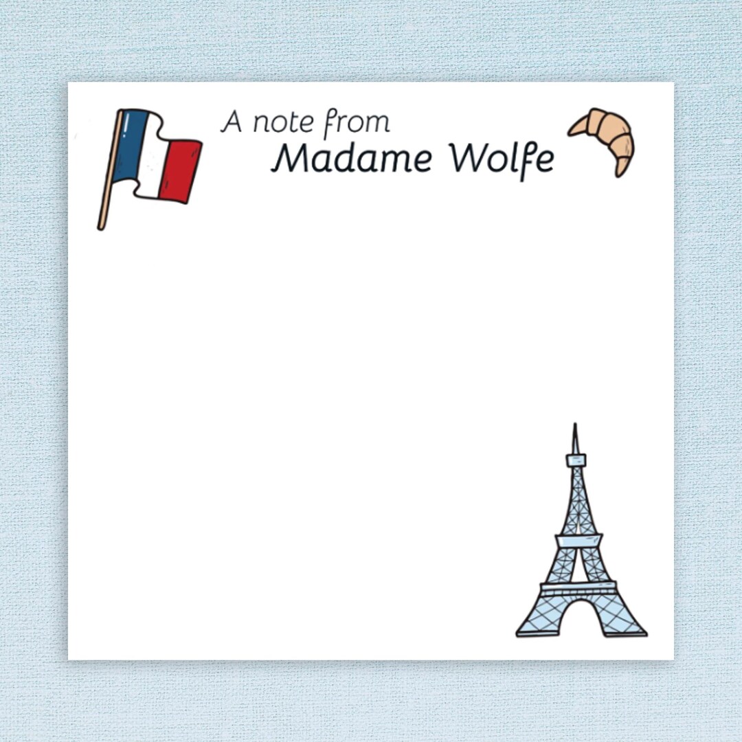 Personalized Sticky Notes With French Design and Custom Text // 3x3 ...