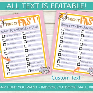 Instant Scavenger Hunt Cat Themed // Printable and Editable PDF ...