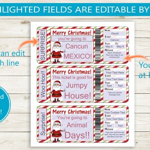 Custom Christmas Tickets Santa // Printable Adobe Editable PDF ...