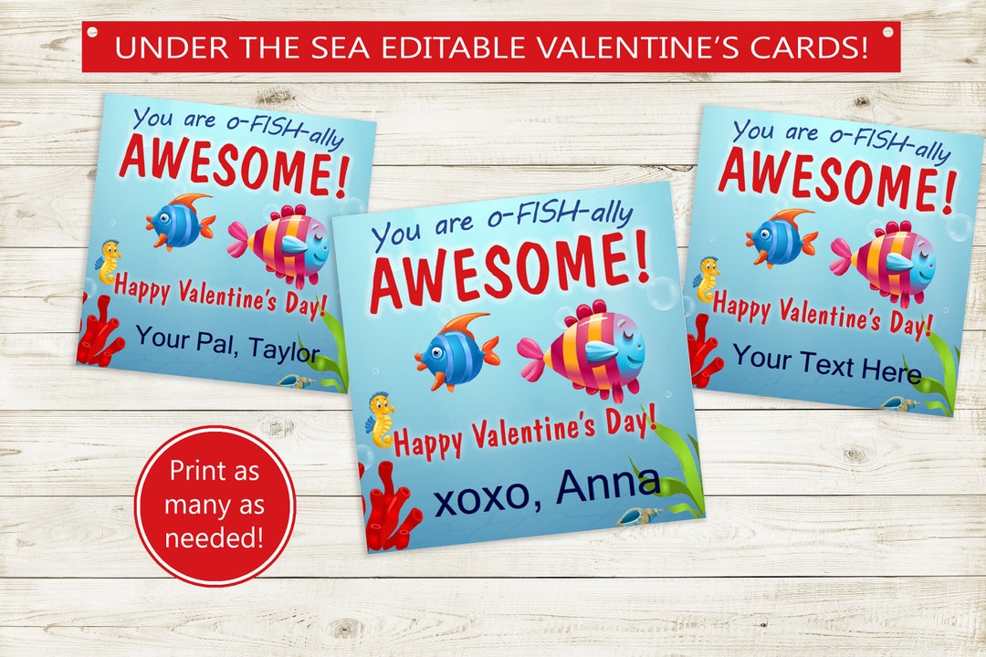 Under the Sea Valentine's Day Cards // Instant Download Valentine ...