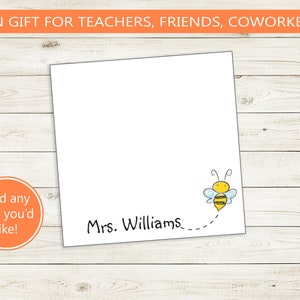 Custom Bee Teacher Sticky Notes // Gift Idea Customizable Teacher ...